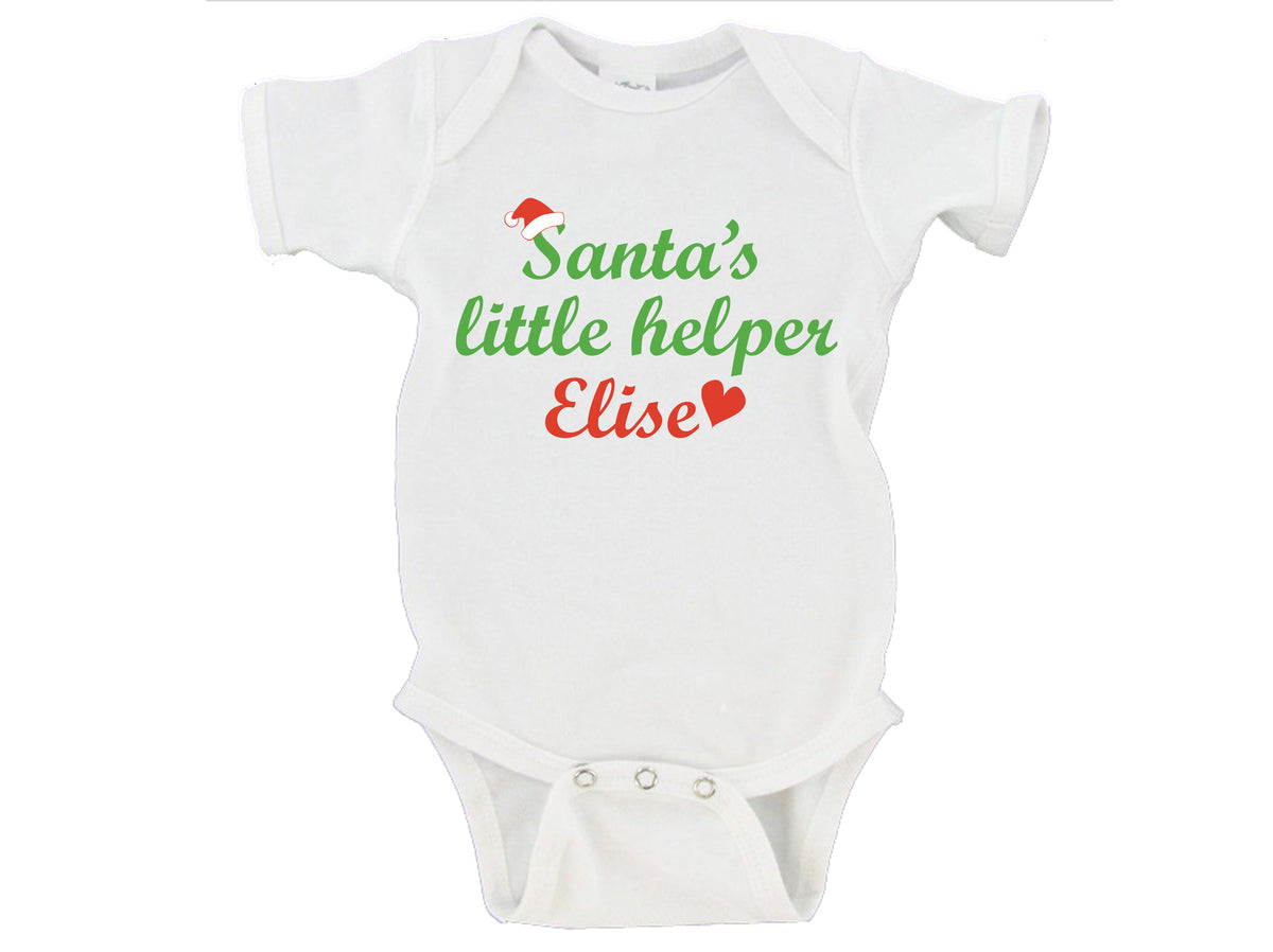 Santa's Little Helper Custom Name Christmas Gerber Onesie ® – Forever ...